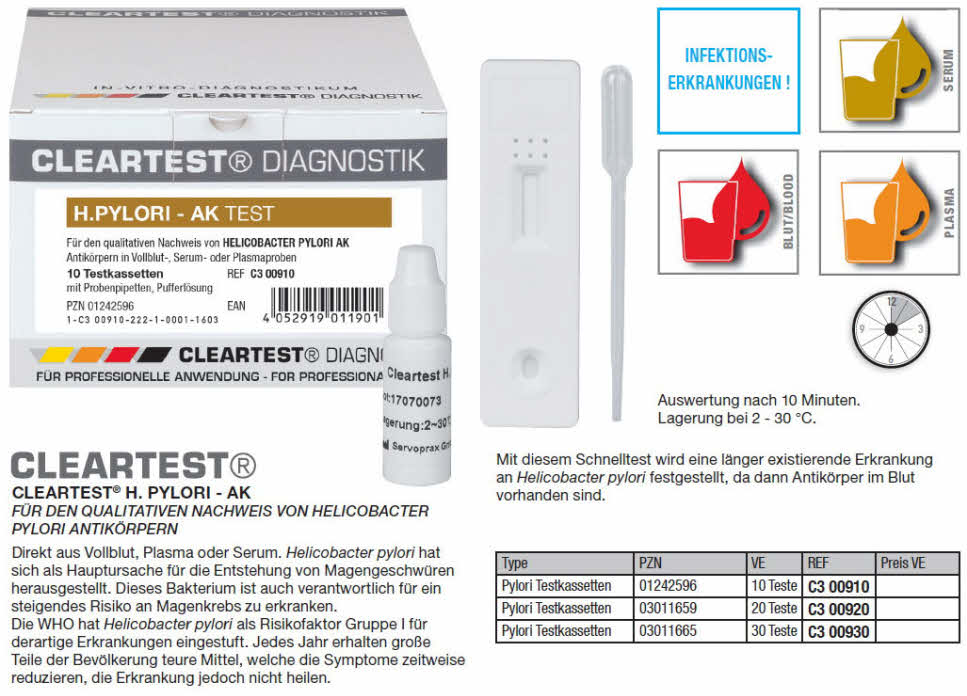 Cleartest H pylori AK Qualitativen nachweis von Helicobacter Pylori